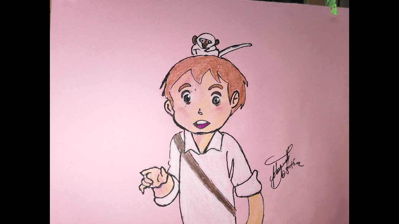 Como dibujar a Marco y su mono Amenis 1D, Como desenhar Marco e seu ...