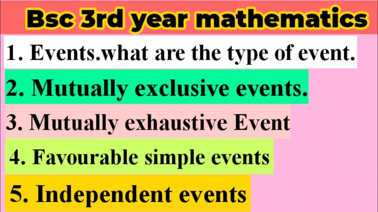 Even, Mutually exclusive and exhaustive Event||Probability||Bsc 3rd ...