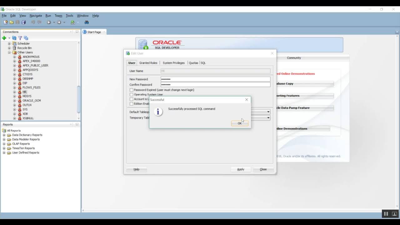 Oracle 11g Xpress - Unlock HR account - YouTube
