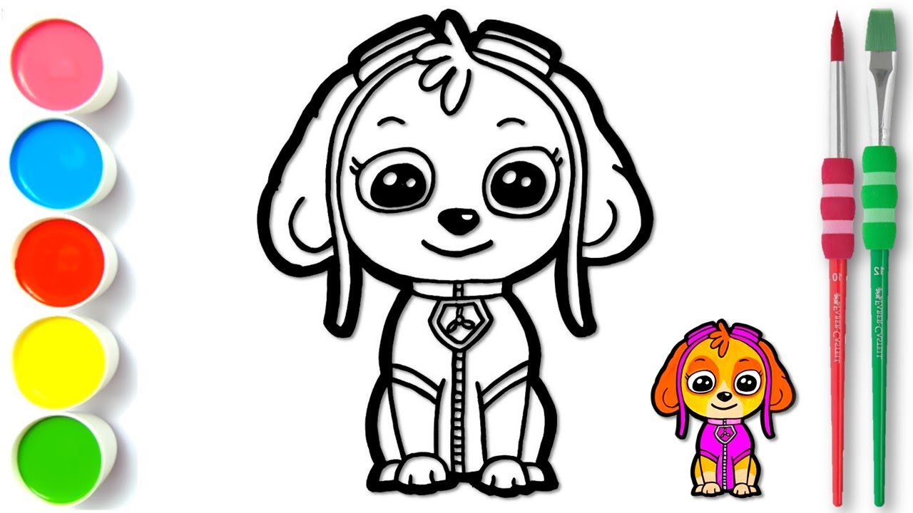 How To Draw The Skye Paw Patrol Easy Drawing Youtube