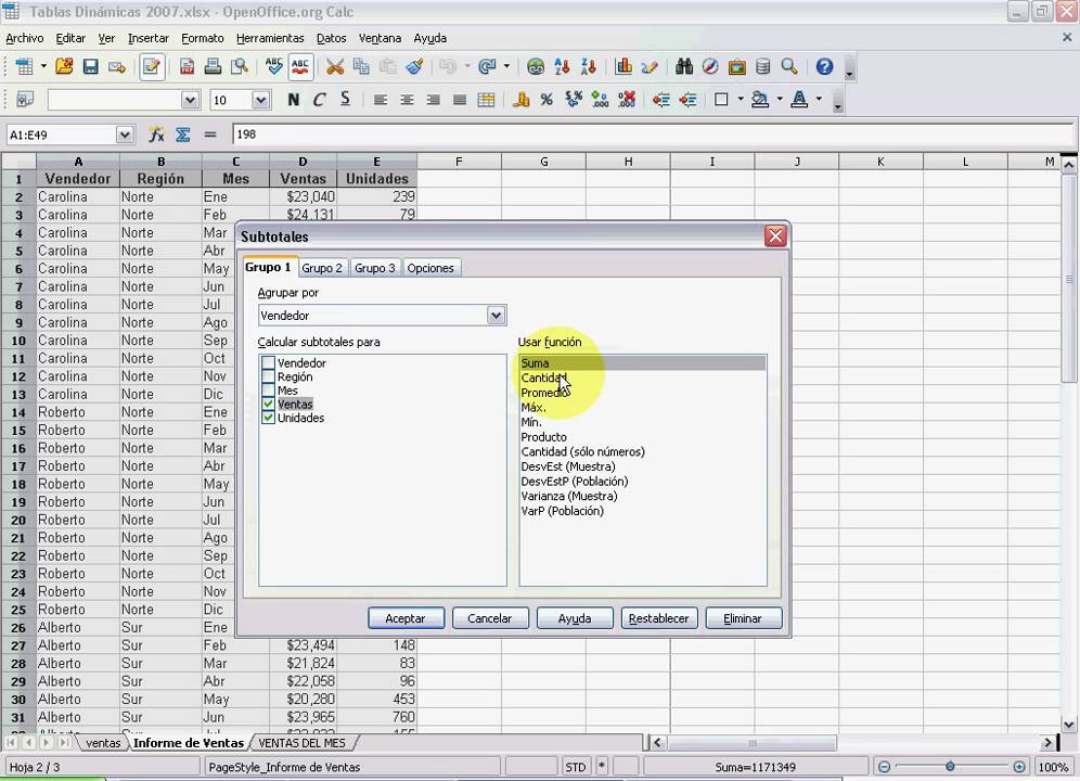 Subtotales con Openoffice - YouTube