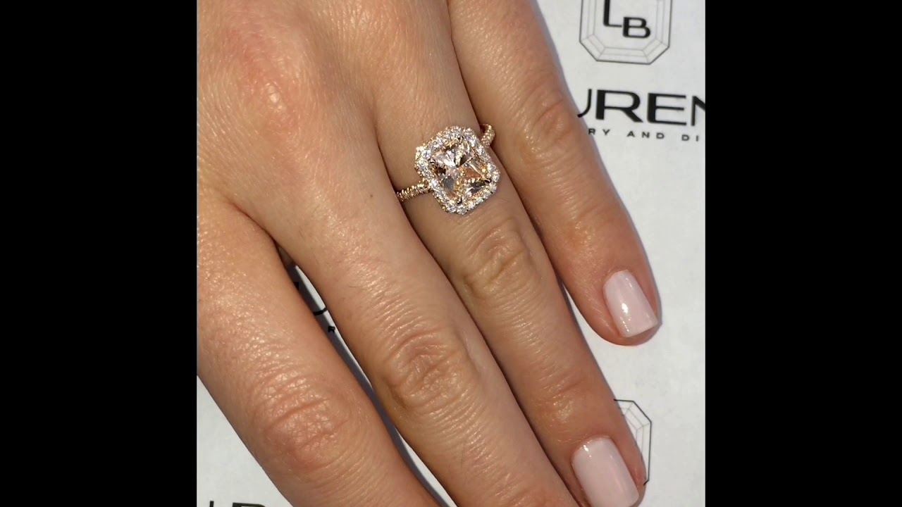 2.5 ct Radiant Cut Diamond Rose Gold Engagement Ring - YouTube