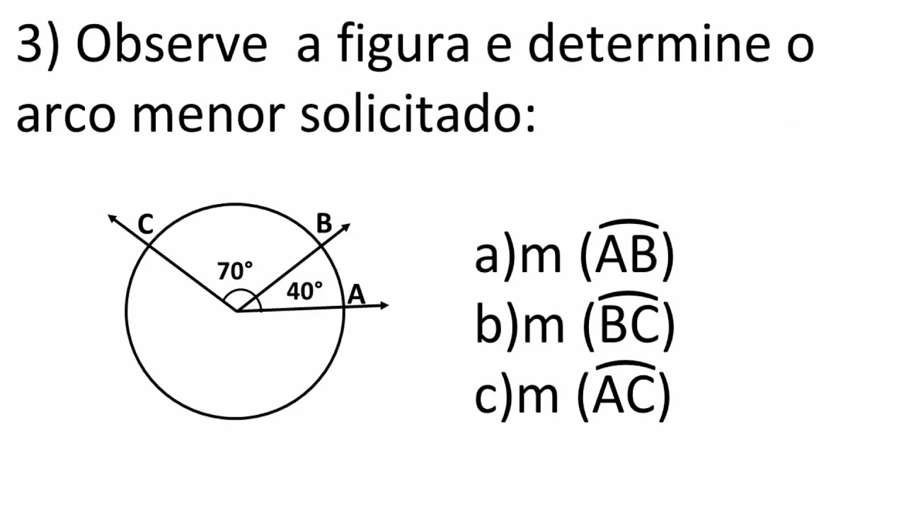 Observe a figura e determine o arco menor solicitado - YouTube