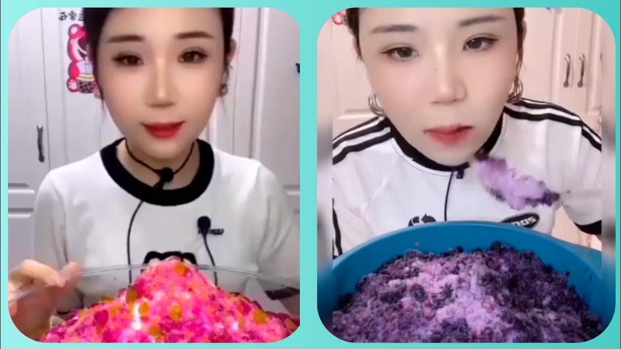 YY'S ASMR ICE | ONLY YY ICE EATING || COLOURED SHAVED ICE WITH MILK ...