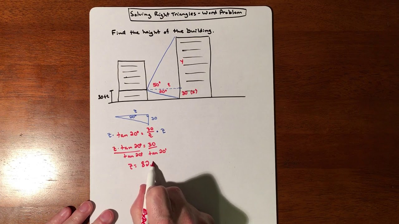 Solving Right Triangles - Word Problem - YouTube