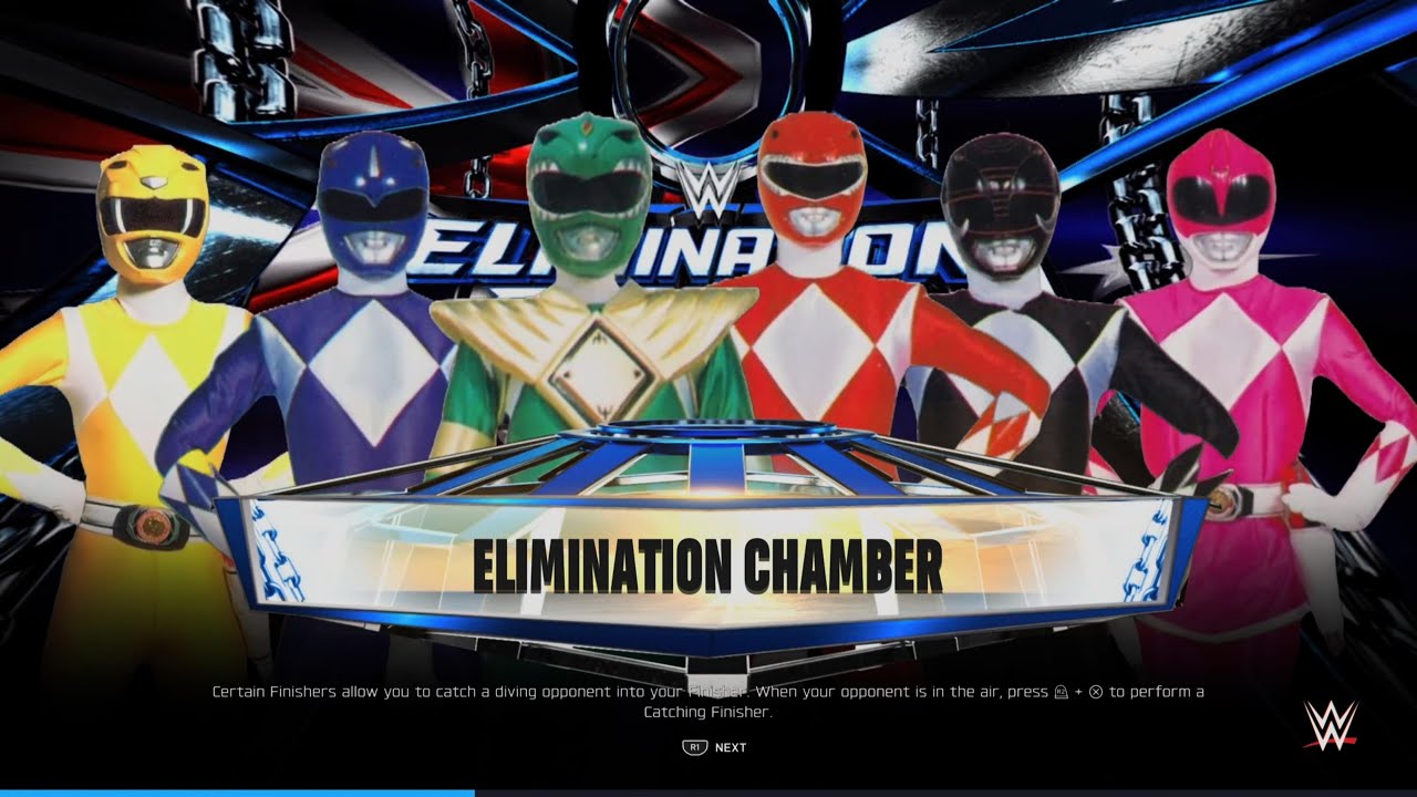 WWE 2K25 Mighty Morphin Power Rangers Elimination Chamber Match - YouTube