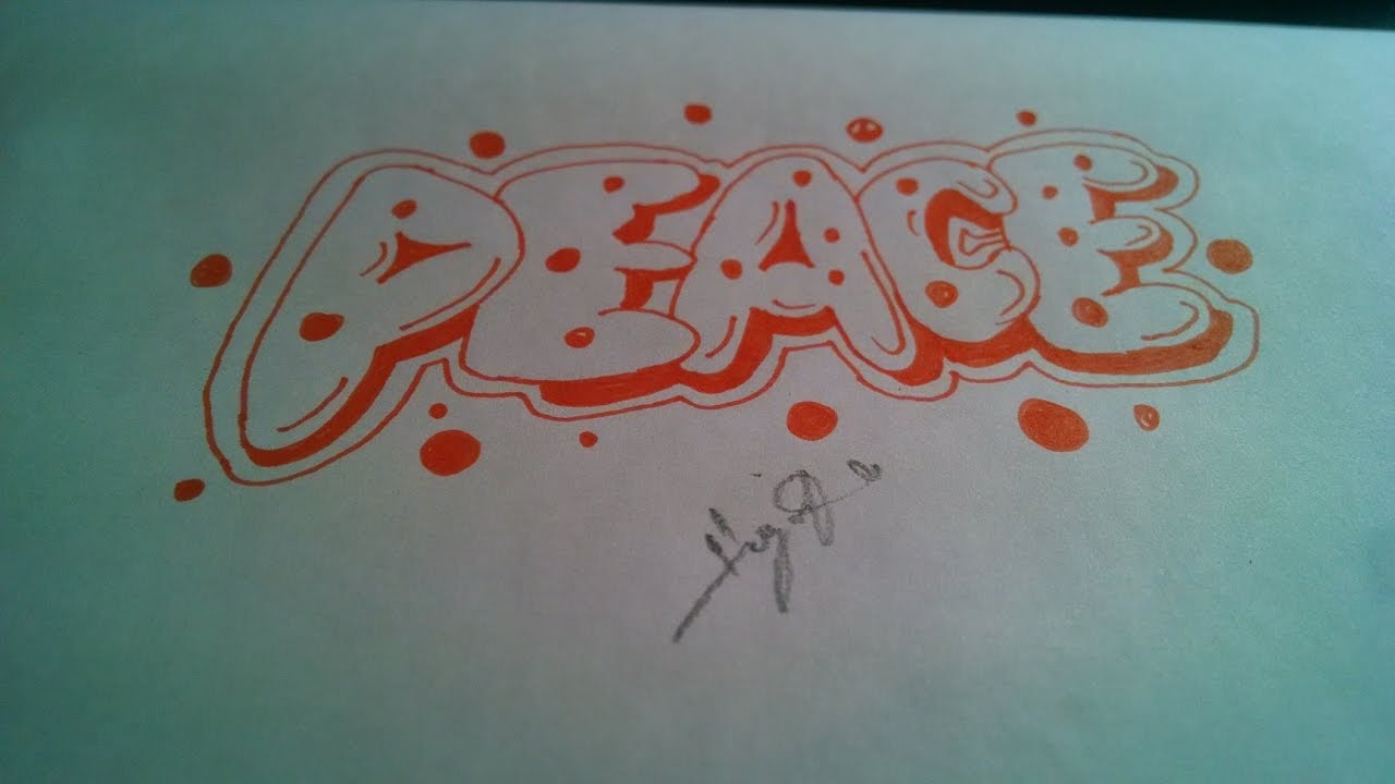How to draw PEACE in Graffiti Letters with bubble - YouTube