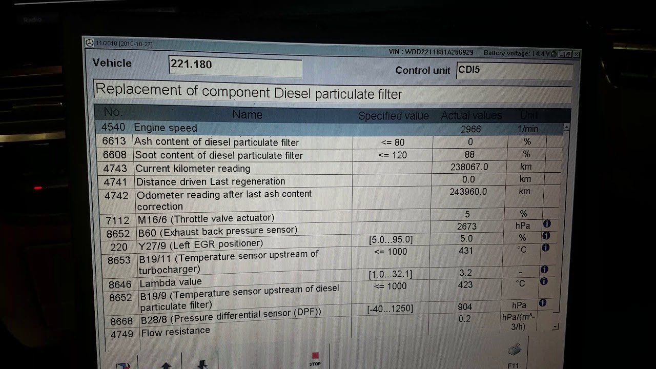 Test star Mercedes s 221 bad dpf filter - YouTube
