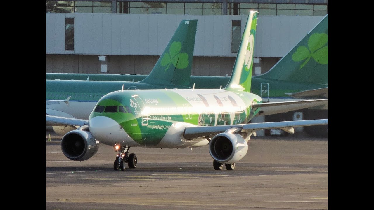 Aer Lingus ( Irish Rugby Livery ) Take Off Dublin Airport - YouTube