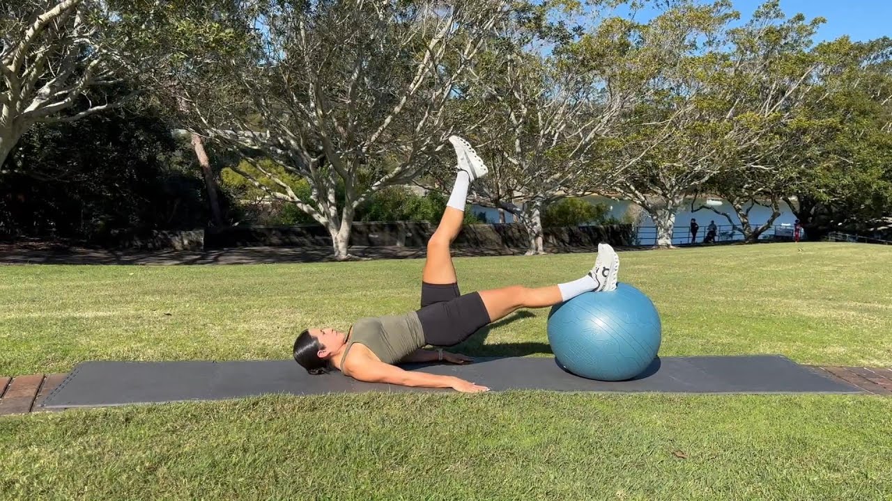Stability Ball Single Leg Curls - YouTube