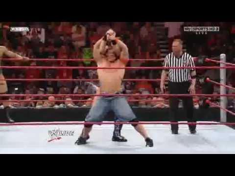 WWE RAW 4 5 10 - John Cena an David Otunga Vs ShowMiz. - YouTube
