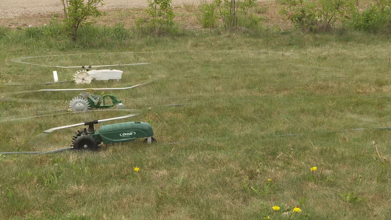 Sprinkler Race - Nelson vs. Orbit vs. National Walking Sprinkler - YouTube