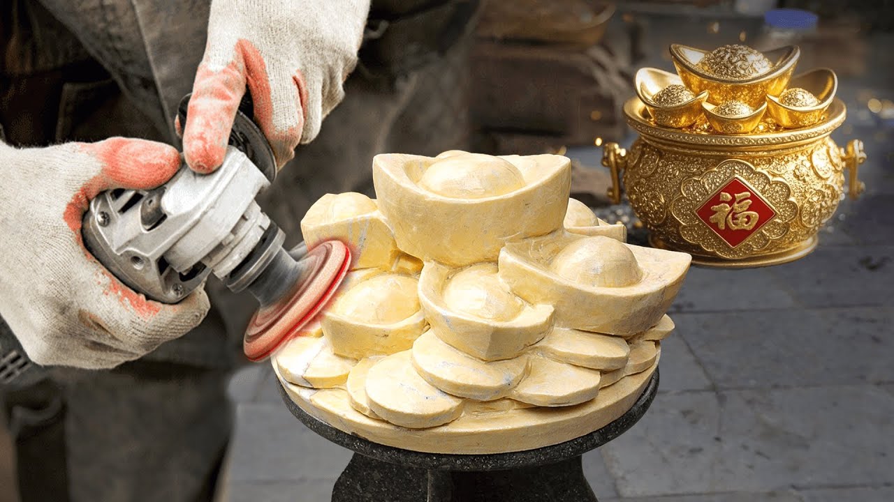Master Craftsmen Create a Massive Heavy Gold Ingot from Stone - YouTube