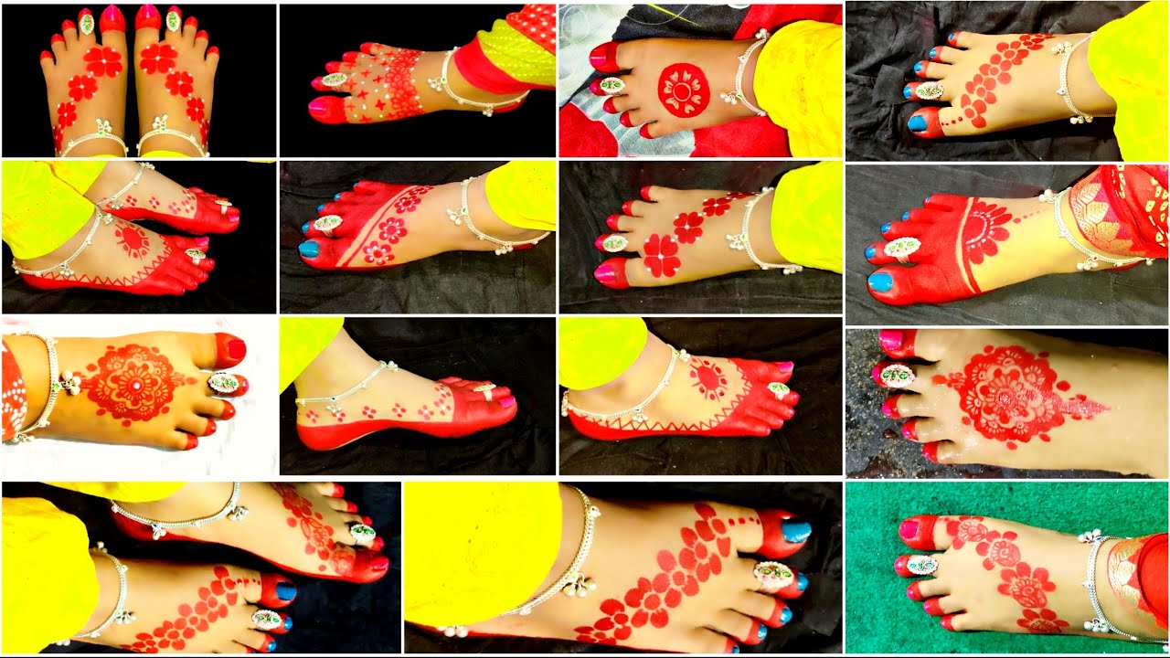 10 Beautiful Alata design for Feet /Most easily alta design..... - YouTube