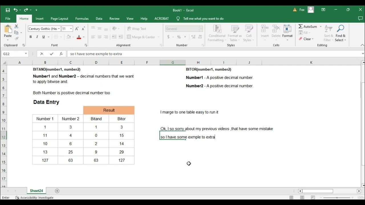 BITAND | BITOR ENGINEERING FUNCTON IN EXCEL 03 - YouTube
