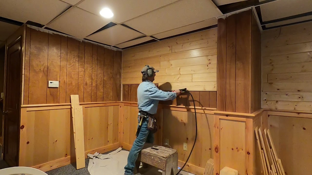Installing T & G pine paneling - YouTube