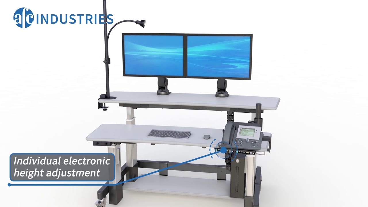 Two- Level Height Adjustable Computer Workstation - YouTube