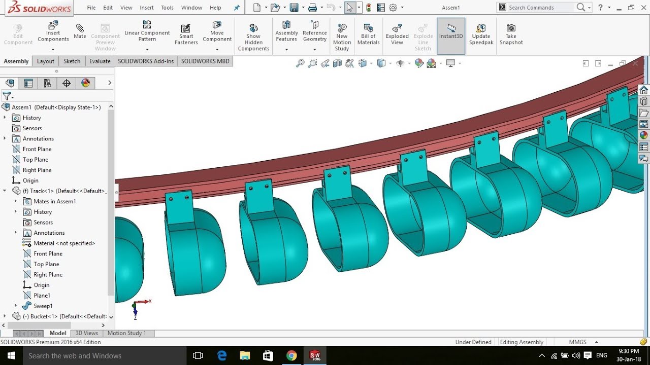 SolidWorks Dynamic Conveyor Bucket Design Tutorial - YouTube