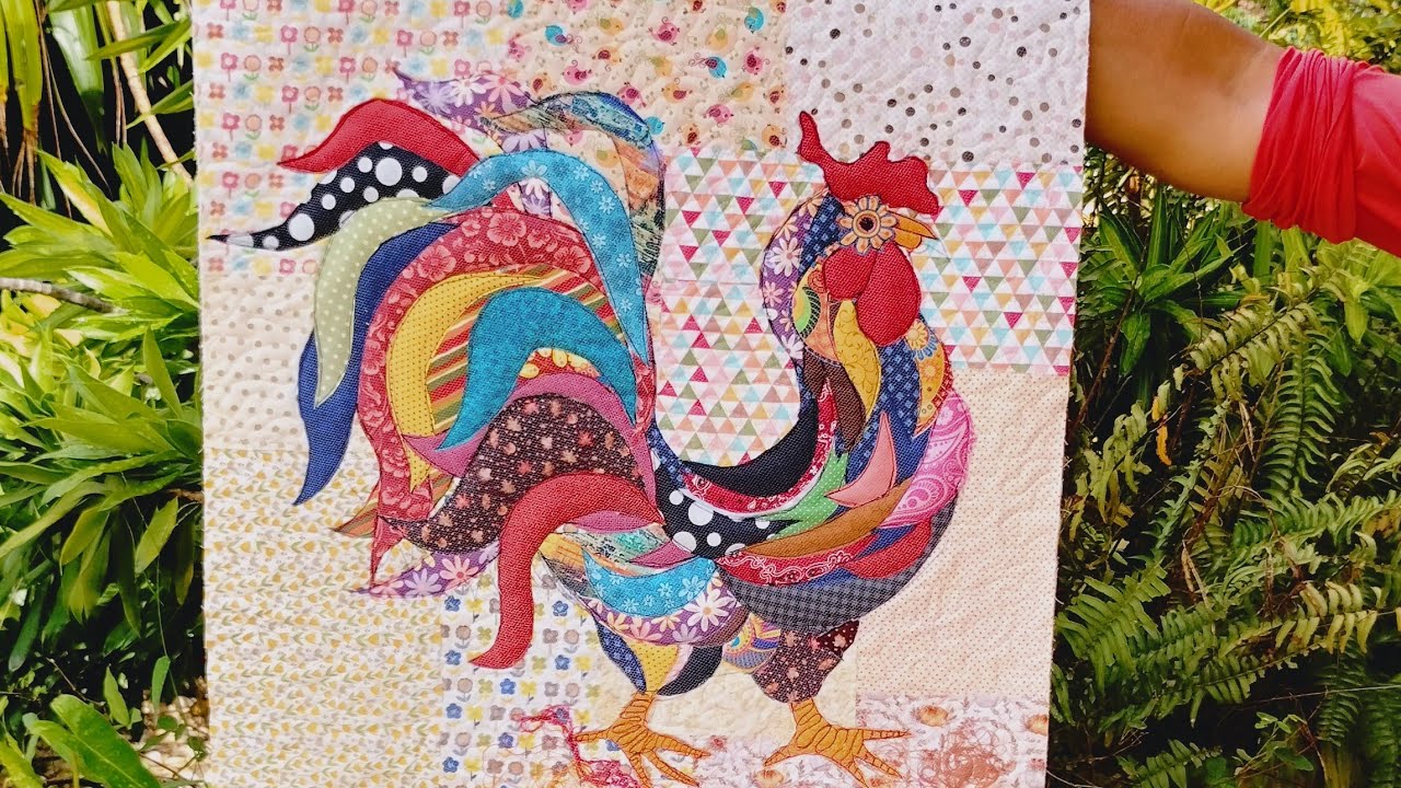 Galo patchwork - ART Quilt - Rooster quilt - YouTube