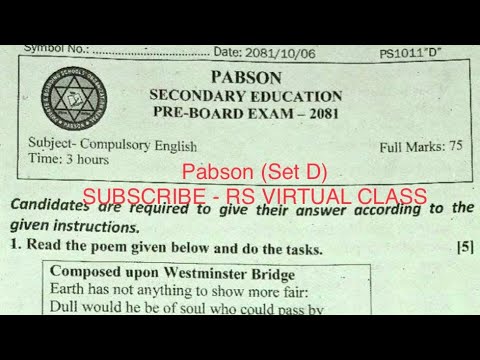 English || Class 10 || Pabson 2081 Set D |@rsvirtualclass6430 - YouTube