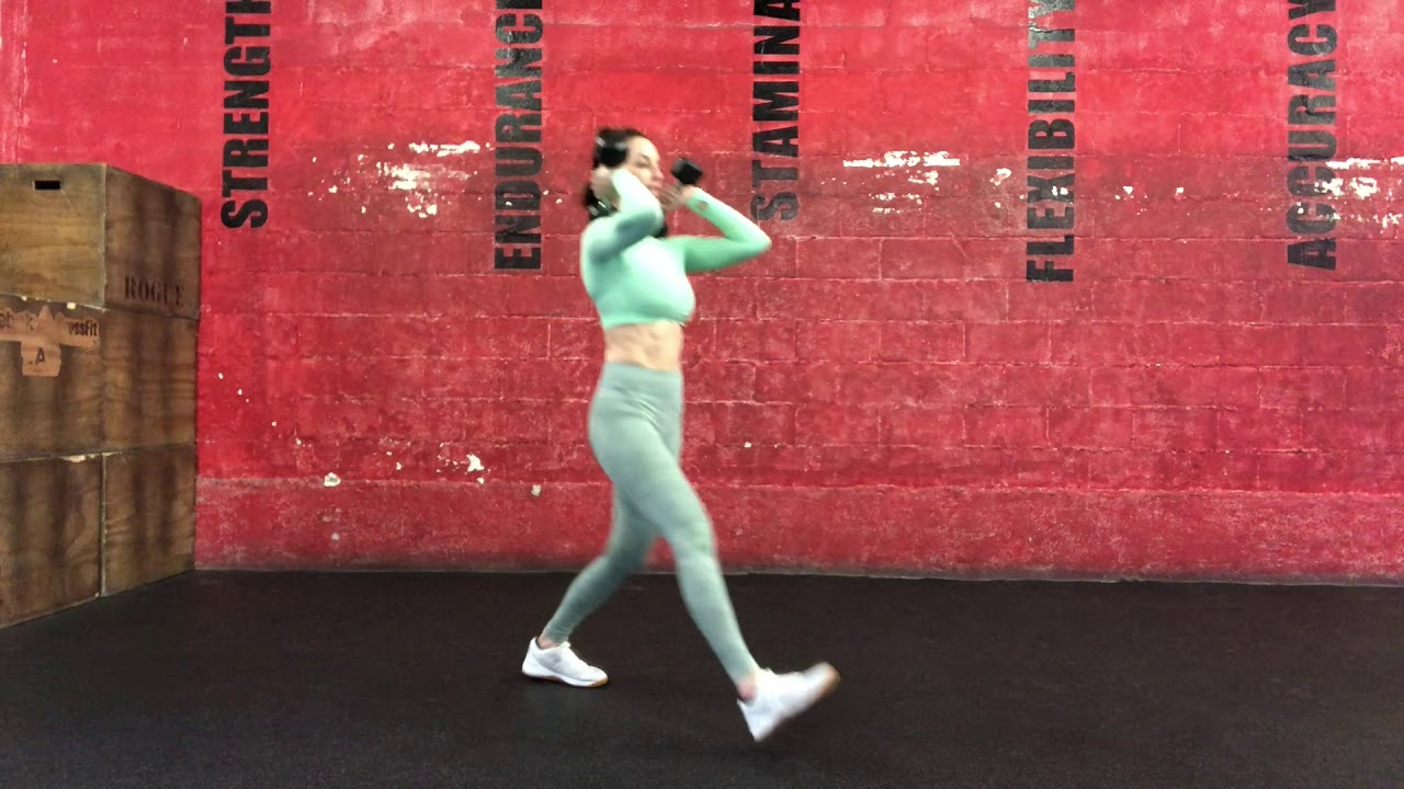 Dumbbell front rack alternating forward lunge - YouTube