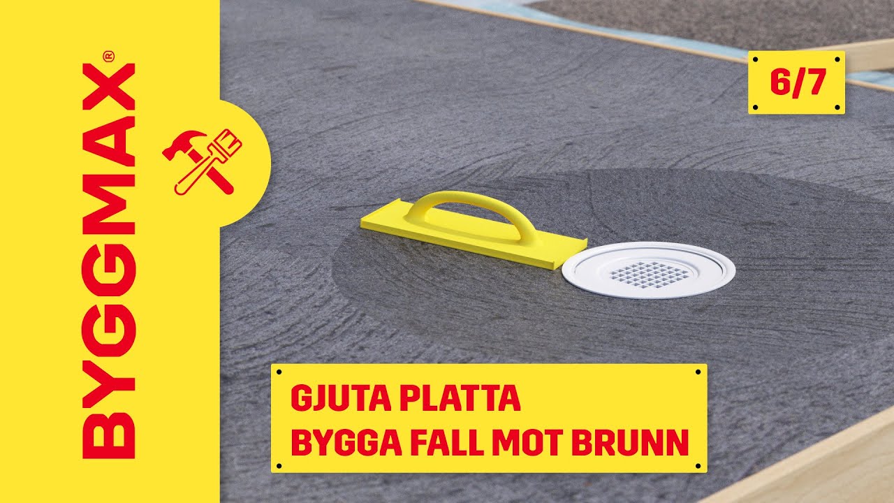Gjuta platta del 6, bygga fall mot brunn - YouTube