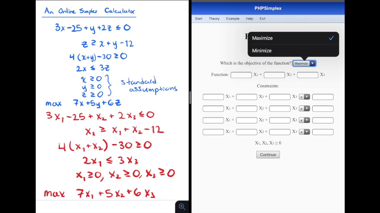 Finite Math: One Simplex Solver Explored - YouTube