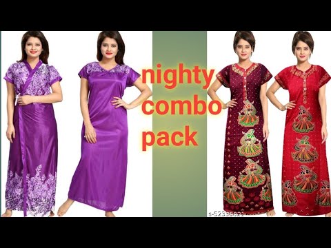 women nighty combo offer pack/sexy nighty combo offer/trending night dress degin/cotton nighty combo