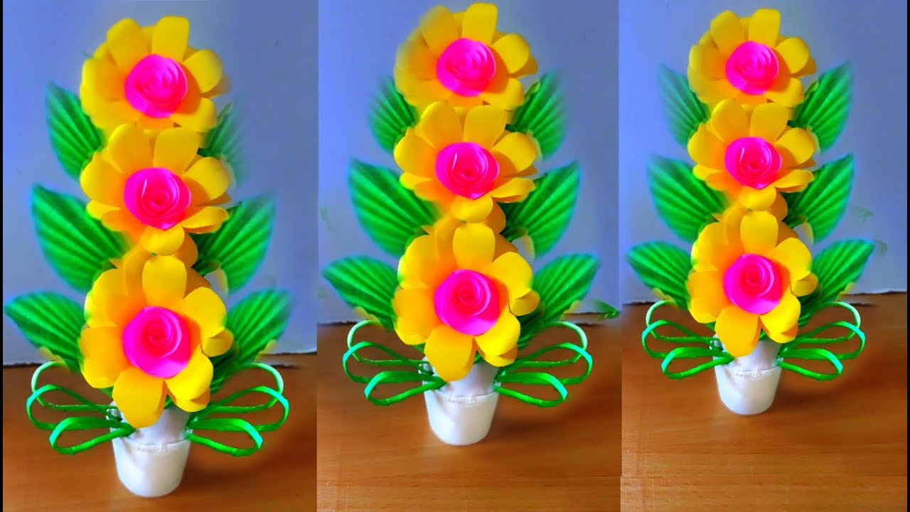 how to make a beautiful flower for home decoration / how to make flower ...