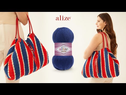 Alize Cotton Gold ile Tığ İşi Dokuma Çanta