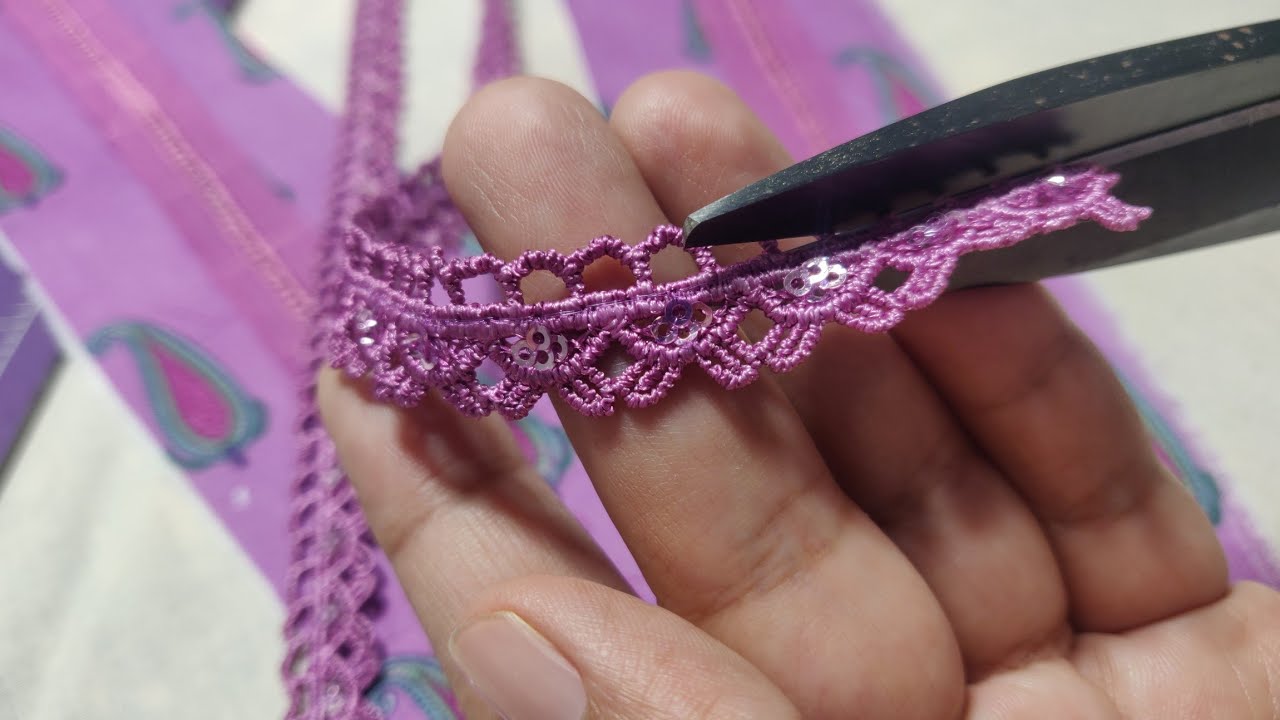 Front slit sequence lace and ladder lace round neckline @DressingMania ...