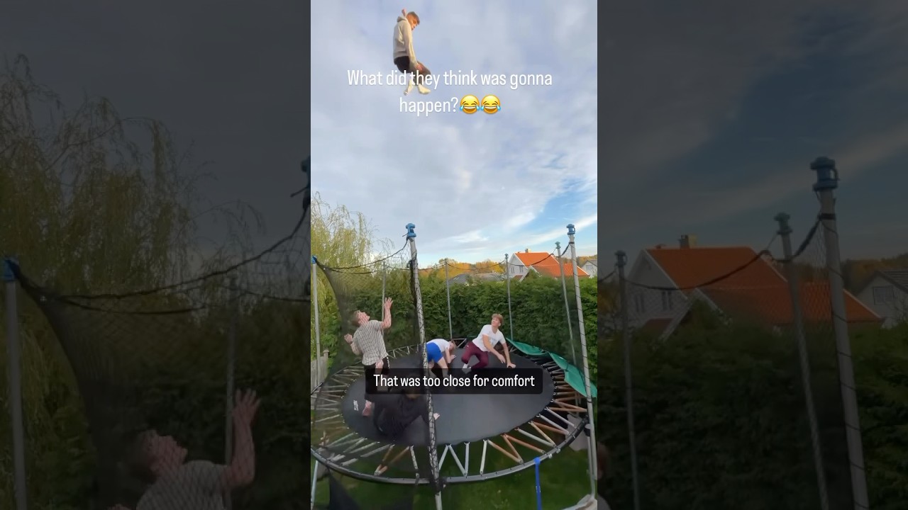 Guy gets launched into air from trampoline #shortsfeed #shortsvideo # ...