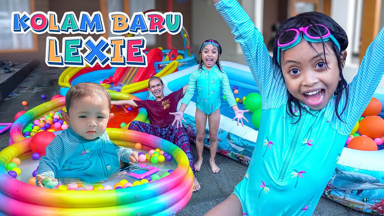LEIKA & ADIK BAYI LEXIE BERENANG DI KOLAM KARET BARU 😍 LEIKA VS TOMPEL BERHADIAH KADO BLINDBOX ...