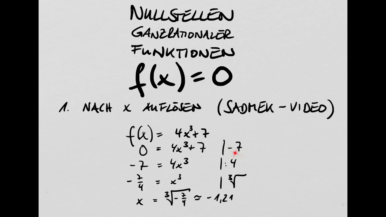 Nullstellen ganzrationaler Funktionen 1 SADMEK - YouTube
