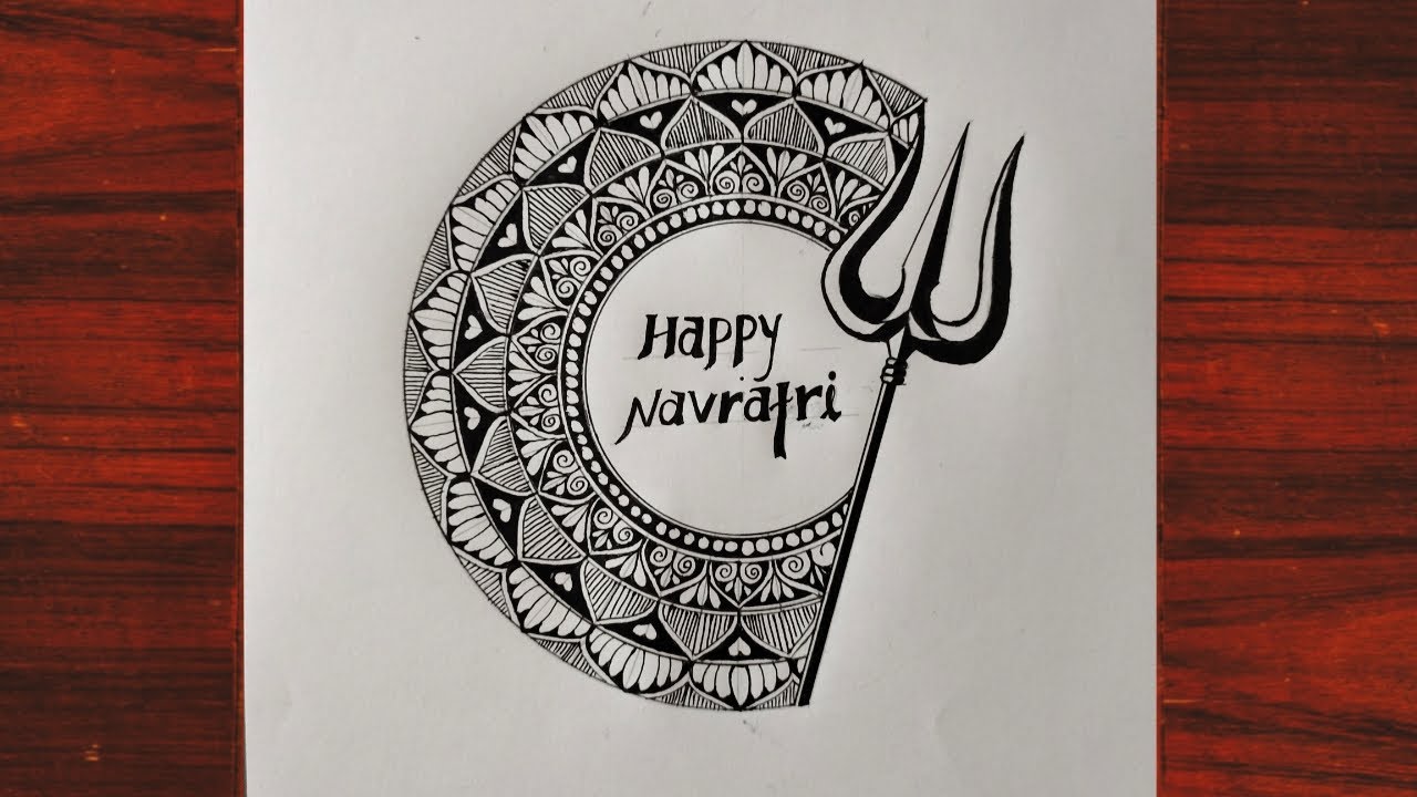 Happy navratri mangla art | How to draw mandala for beginners ...