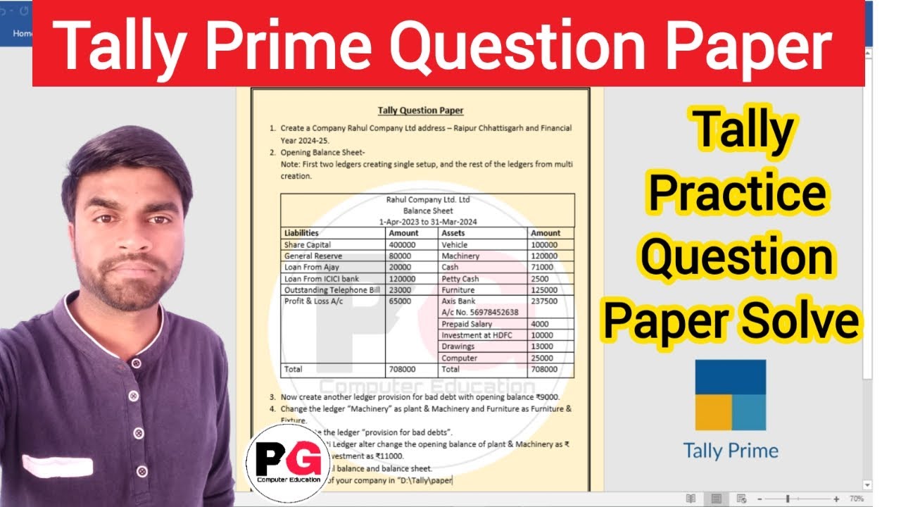 How to Question Solve in Tally Prime || Tally Practice Question Paper ...