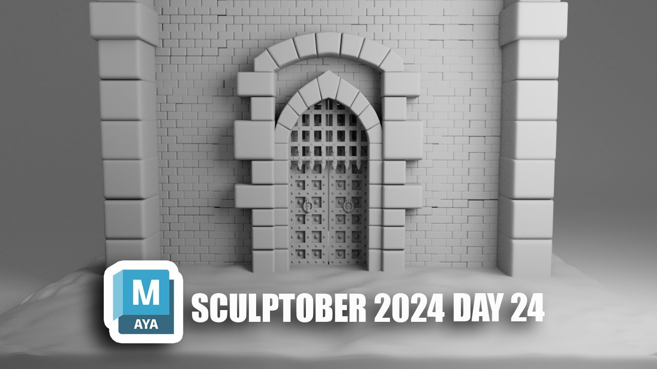 Sculptober Day 24 / Speed 3D Modeling Castle Gate Autodesk Maya - YouTube
