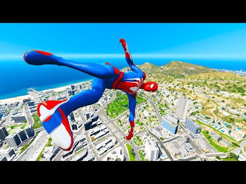 GTA 5 Spiderman Epic Jumps Compilation PART 01(GTA V Fails Funny Moments)
