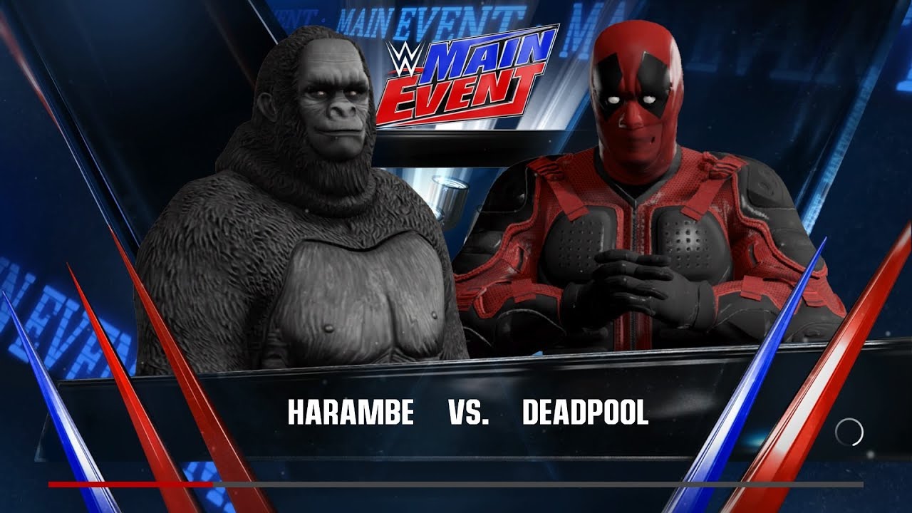 WWE 2K17 Steel Cage Game play - HARAMBE VS DEADPOOL - YouTube