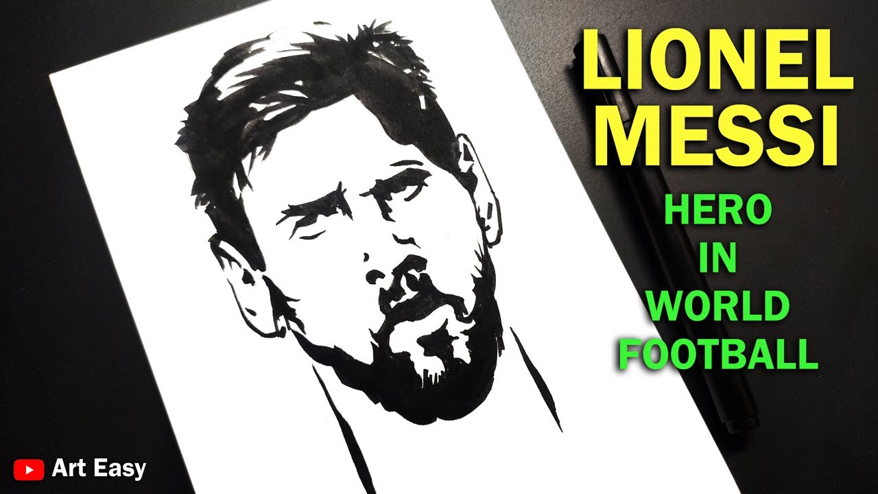 Lionel Messi || Brush Pen Drawing - YouTube