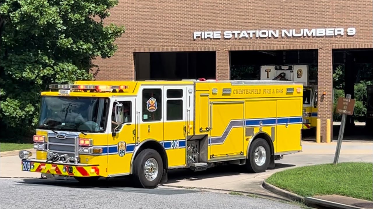 Chesterfield Engine 209 & Ambulance 209 Responding, August 2023 - YouTube
