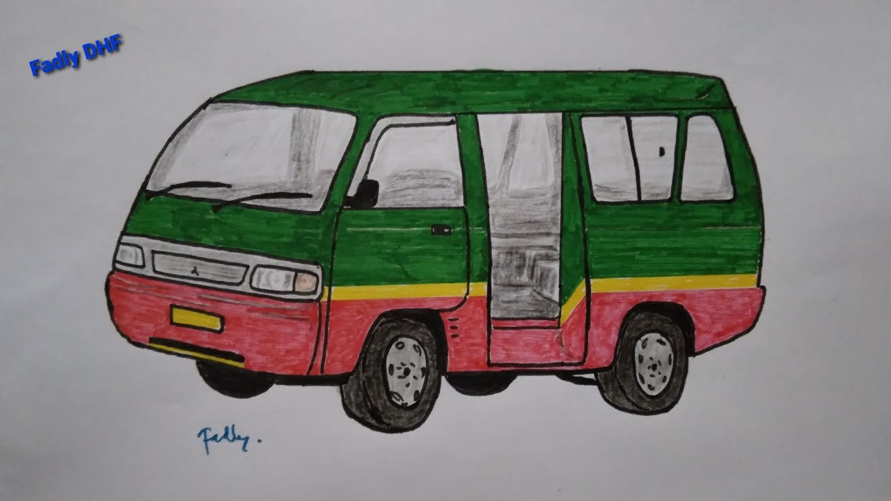 Menggambar Angkot | drawing and coloring city transport - YouTube