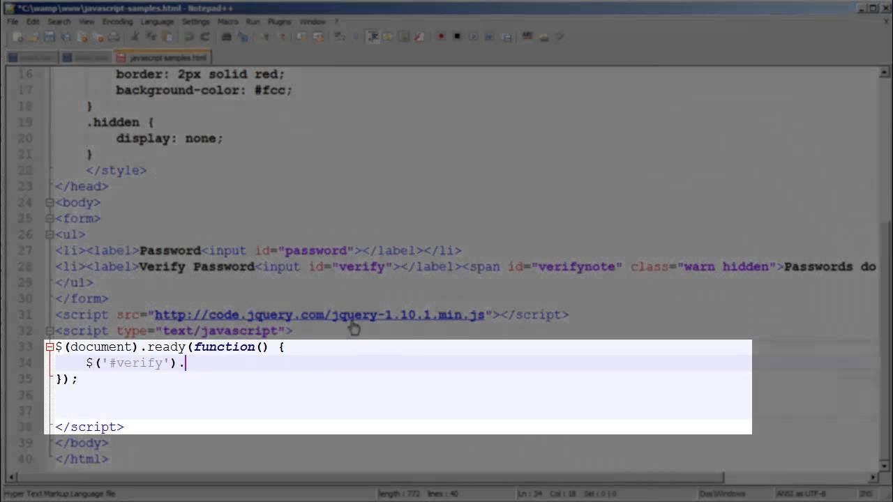 Check Passwords while Typing using jQuery - YouTube