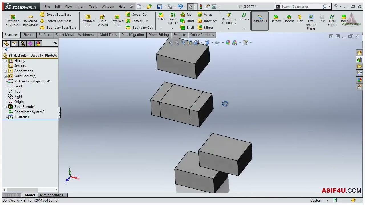 Table driven pattern from solidworks - YouTube