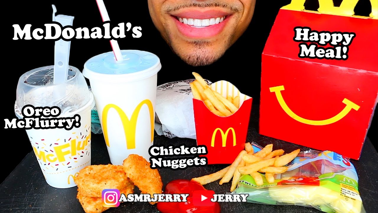 ASMR McDonald's Happy Meal Chicken Nuggets Cheeseburger Oreo McFlurry ...