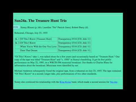 Sun Ra with Pat Patrick & Robert Barry 7/23/1955 Treasure Hunt Trio ...