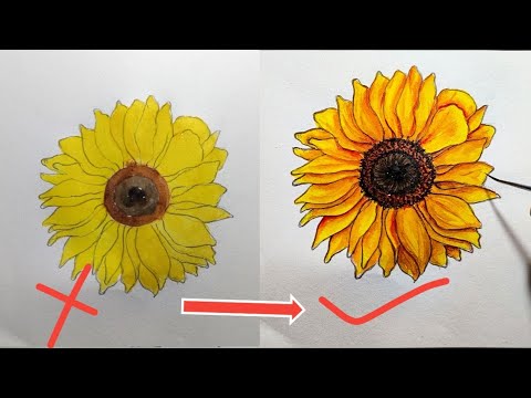 Color Karne ka Sahi Tarika || sunflower colour drawing - YouTube