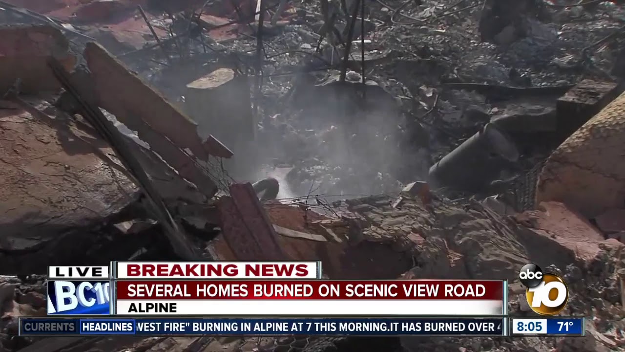 Several homes burned on Scenic View Road during Alpine fire - YouTube