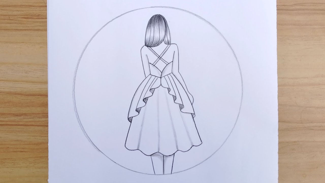 how to draw a girl in a circle for beginners// pencil sketch girl ...