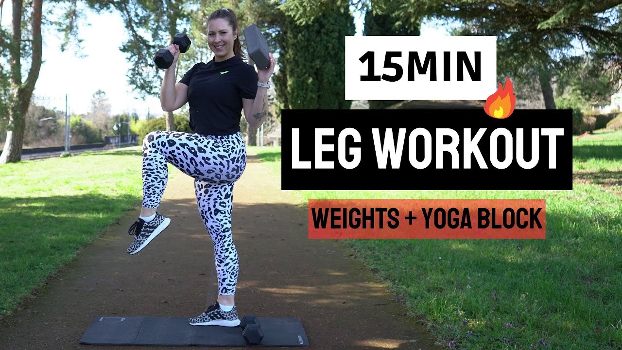 15min LEG WORKOUT/ YOGA BLOCK + DUMBBELLS - YouTube